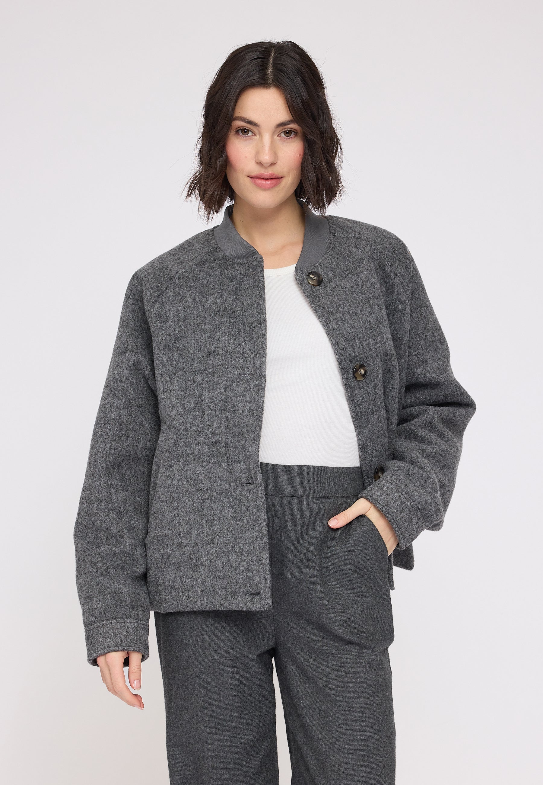 Vegan Wool Bomber anthracite melange – green guerillas